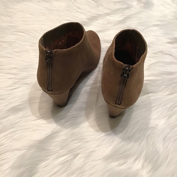Anne Klein | Shoes | Anne Klein Tan Suede Iflex Wedge Ankle Booties ...